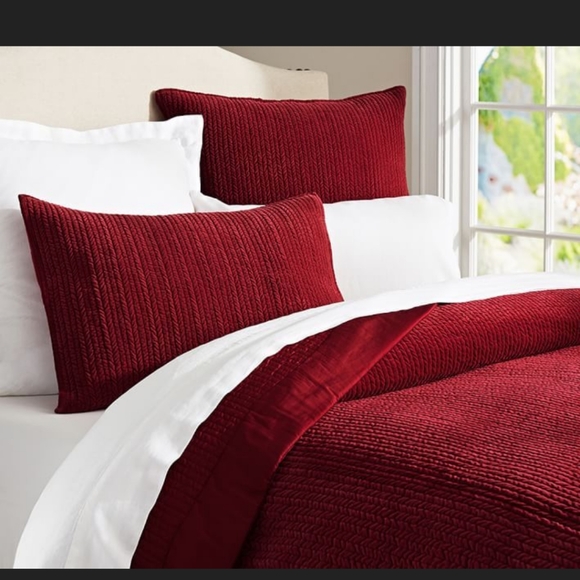 Pottery Barn | Bedding | Pottery Barn Velvet Channel Shams In Ruby Red ...